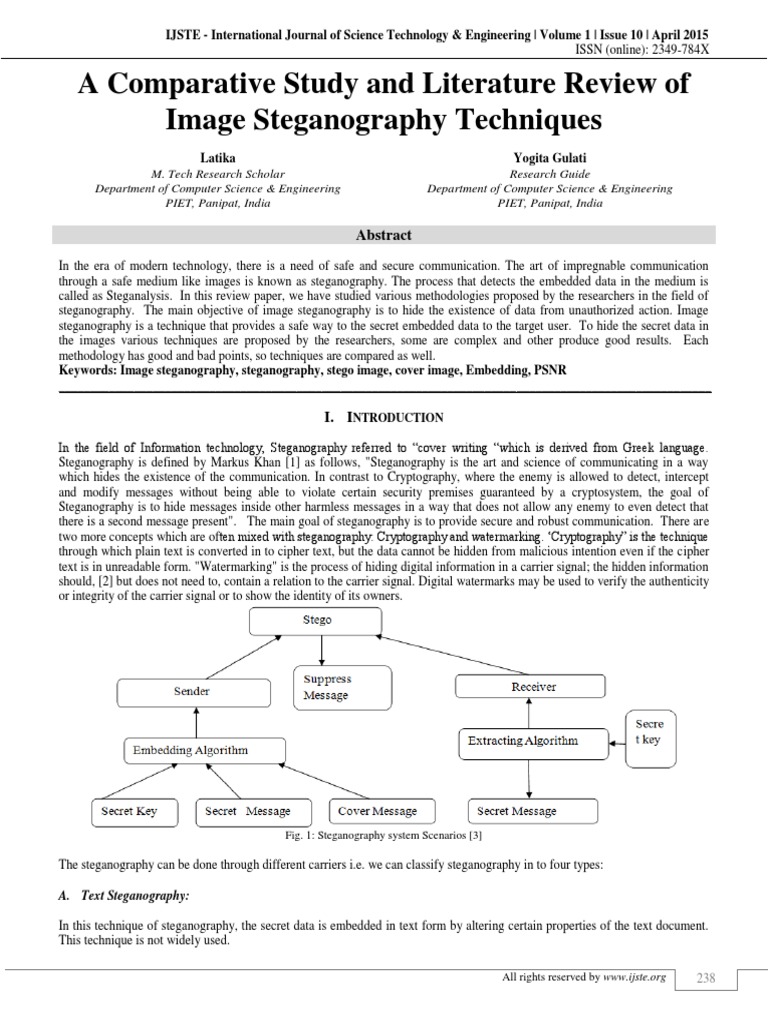 A Comparative Study and Literature Review of Image Steganography Techniques | PDF | Data ...
