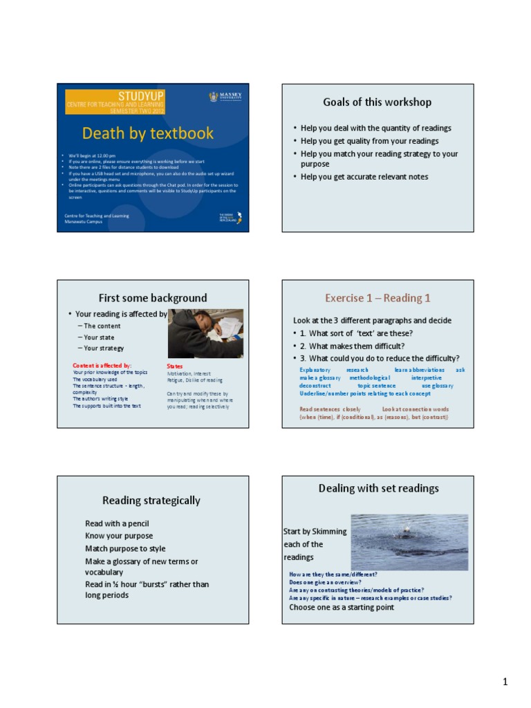 Studyup Death by Textbook 2012 | PDF | Speed Reading | Theory