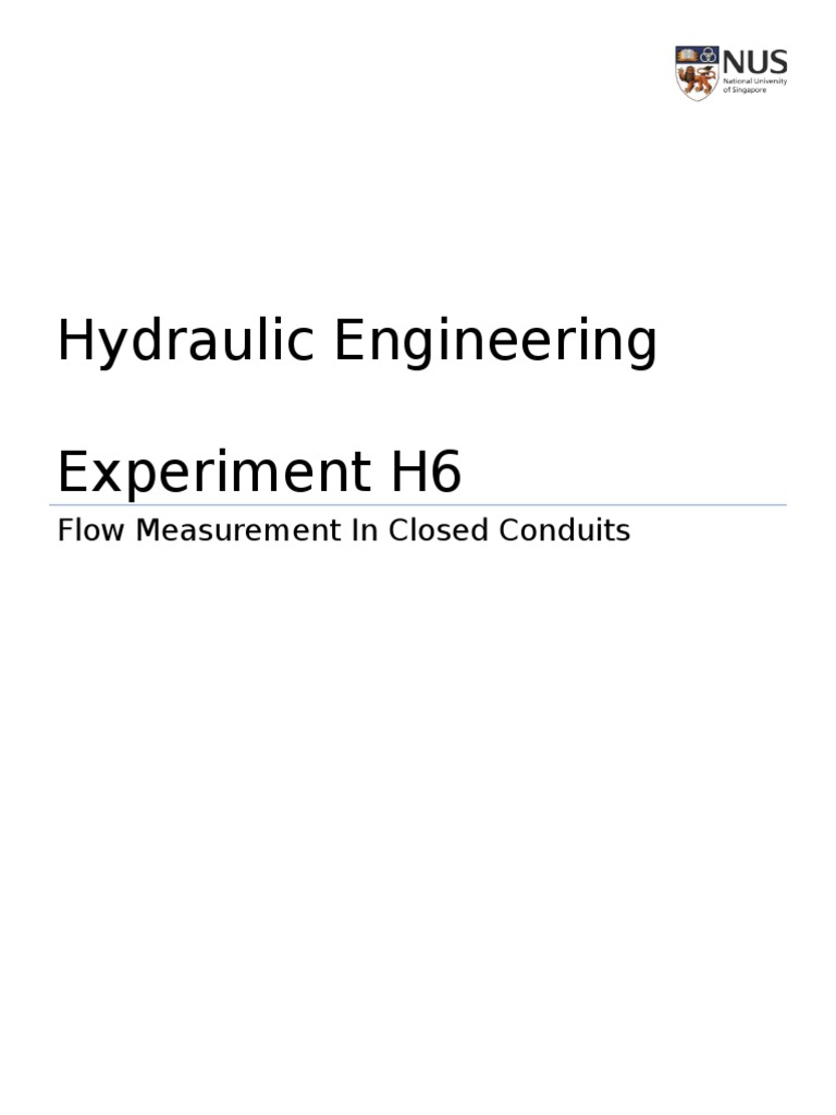 Hydraulic Engineering Experiment H6: Flow Measurement in Closed ...