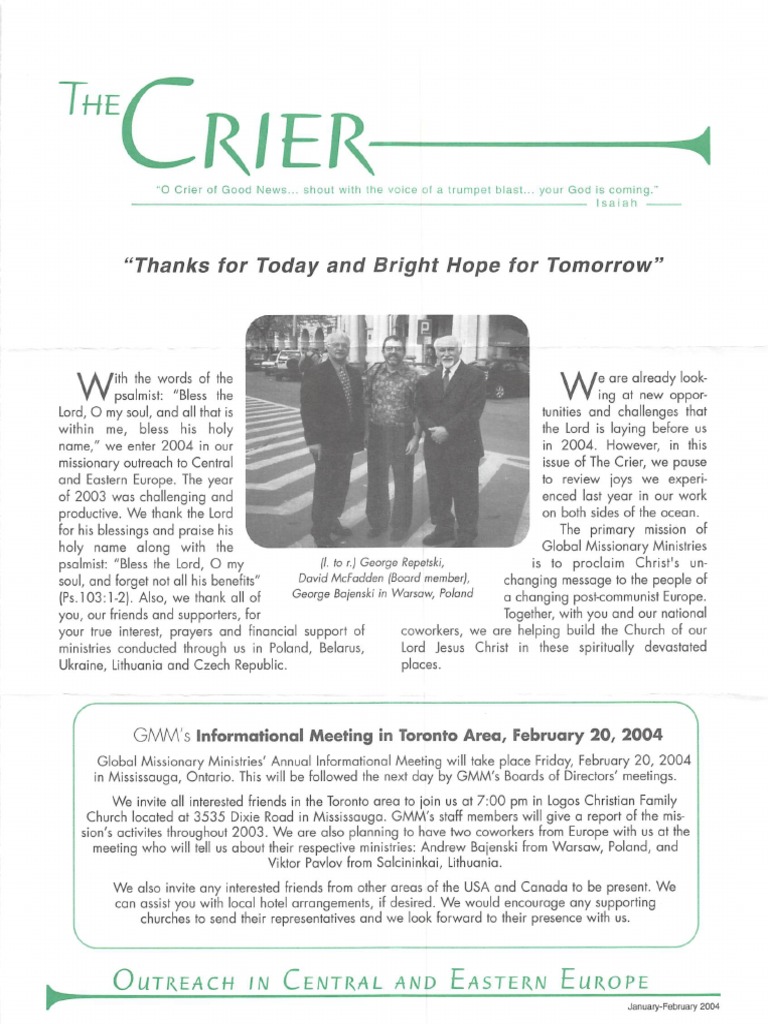 Bajenski George Vera 2004 Poland | PDF | Christian Mission | The Gospel