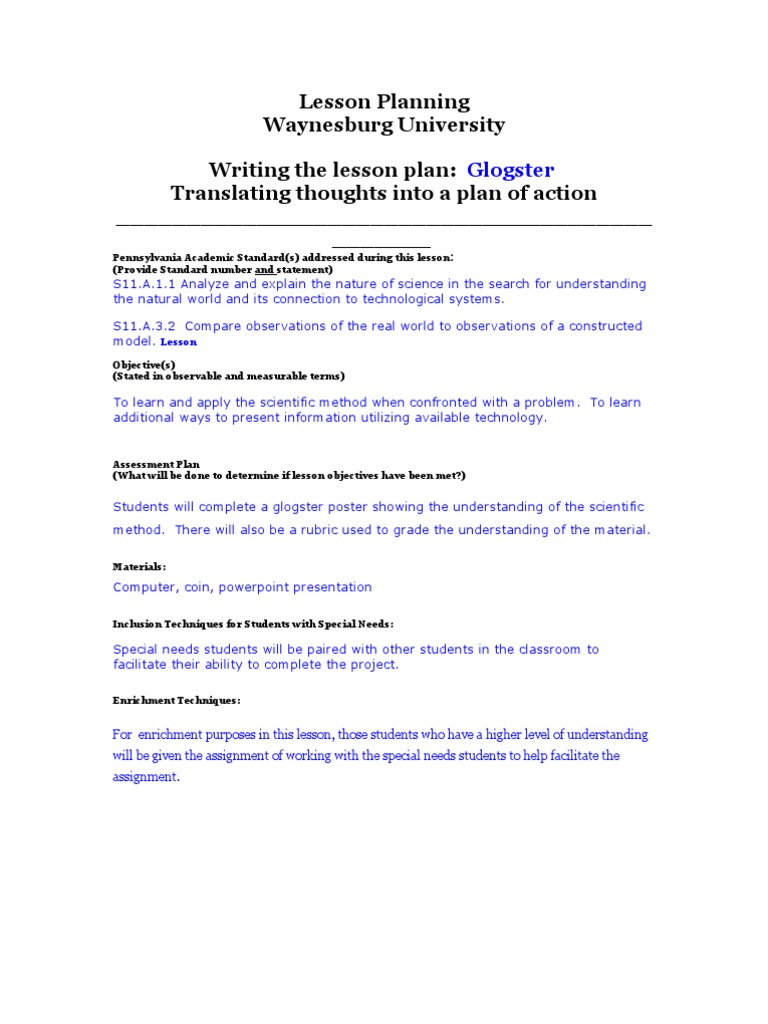 Glogster Lesson Plan | PDF | Experiment | Special Education