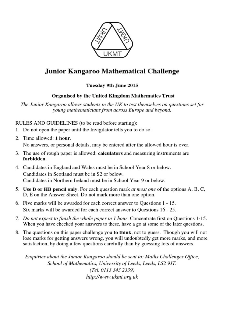 Exploring Mathematical Challenges: An Analysis of the Junior Kangaroo ...