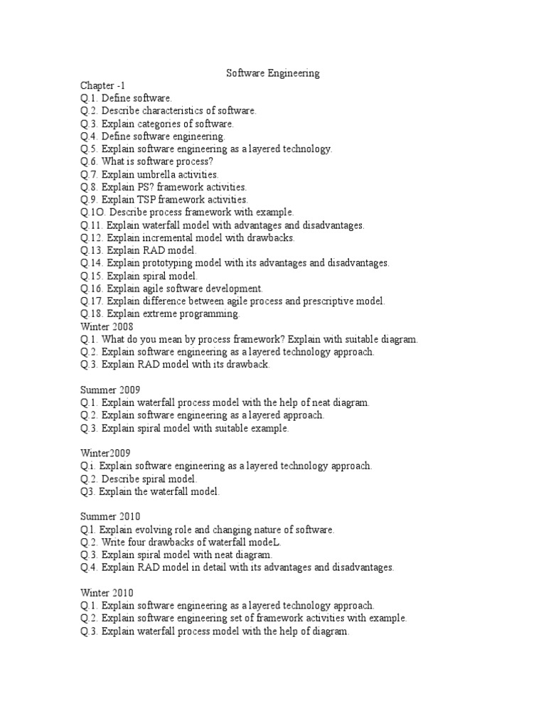 Software Engineering Question Bank Pdf Engineering Software Development Process 0556
