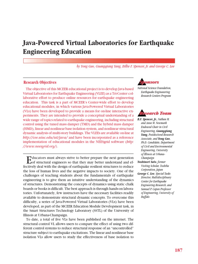 Java-Powered Virtual Laboratories For Earthquake Engineering Education | PDF | Earthquake ...