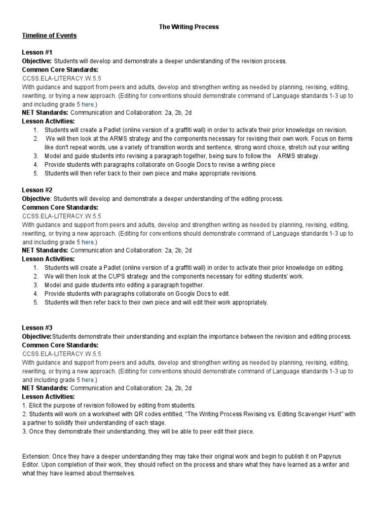 Thewritingprocess Minilessons | PDF | Common Core State Standards ...