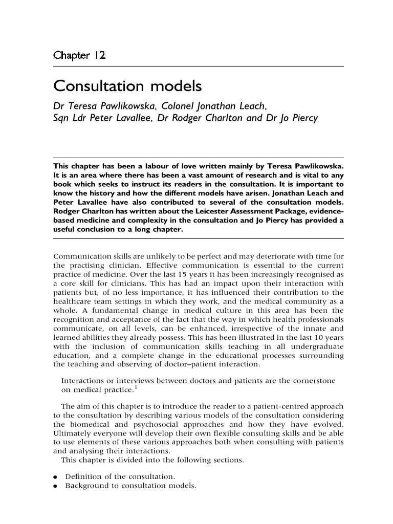 Consultation Model | Physician | Psychology
