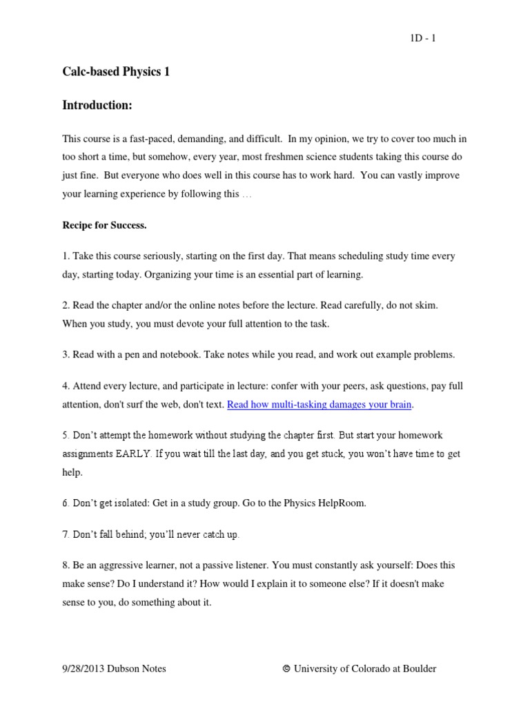 Calc-Based Physics 1: Recipe For Success | PDF | Derivative | Slope