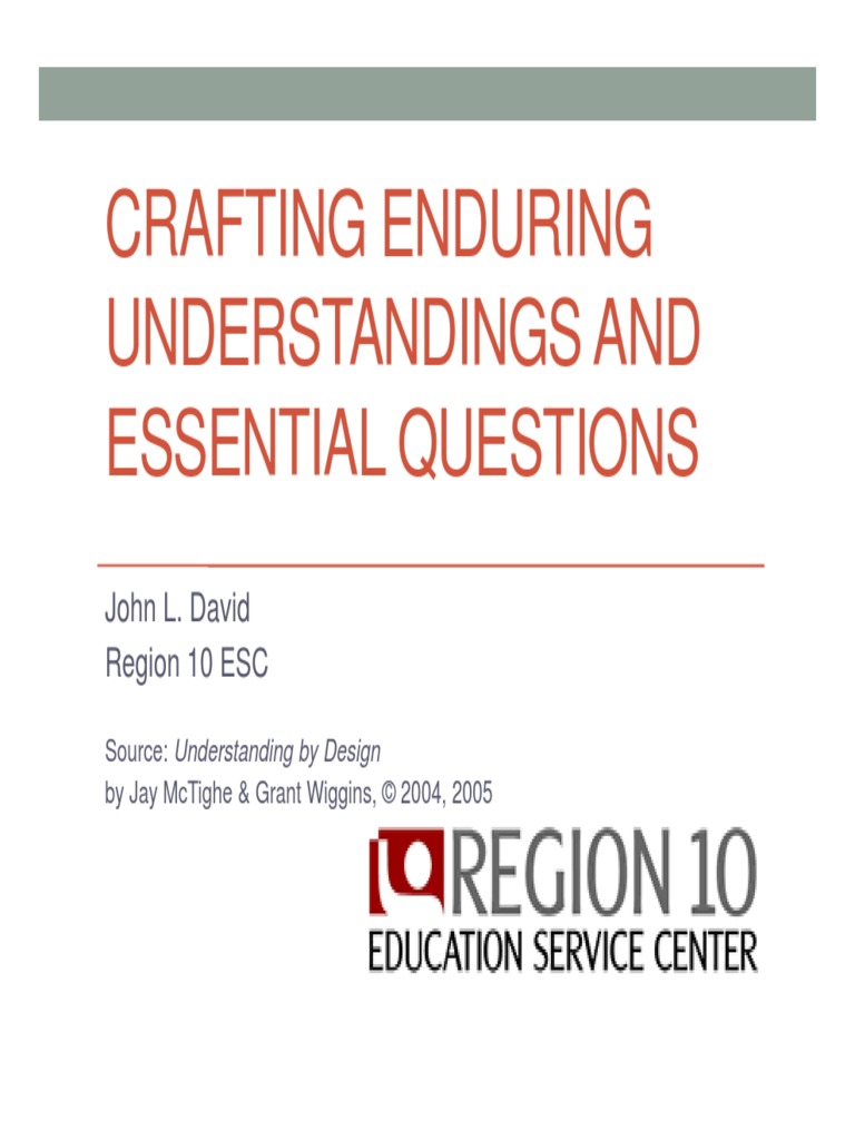 Essential Question and Enduring Understanding Tutorial | PDF | Free Will | Curriculum