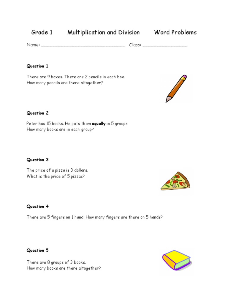 Grade 1 Division and Multiplication Problems | PDF