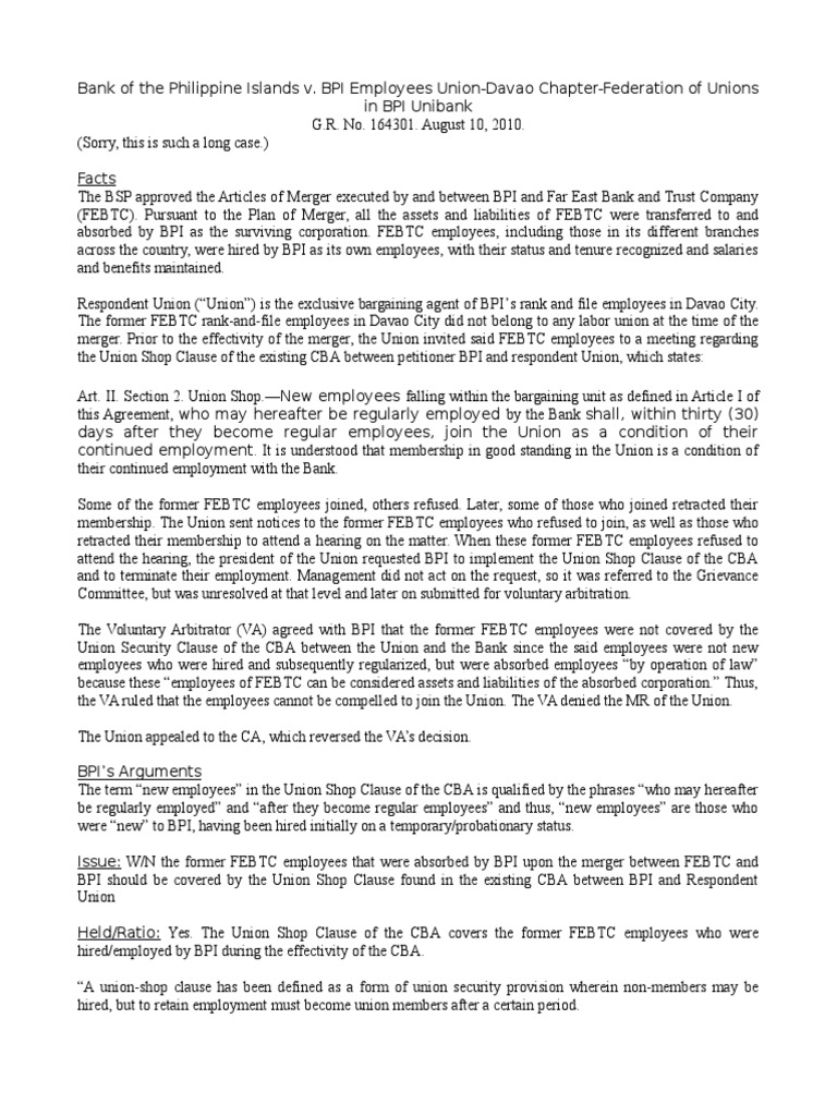 BPI v. BPI Employees Union | PDF | Employment | Trade Union