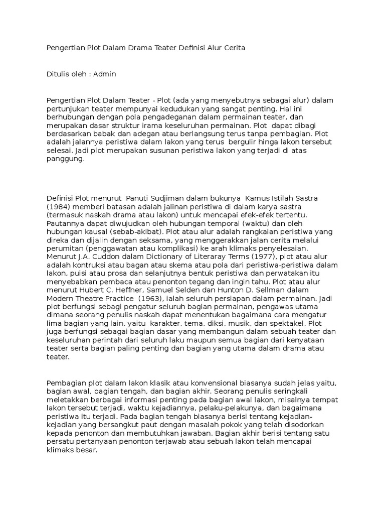 Pengertian Plot Dalam Drama Teater Definisi Alur Cerita | PDF