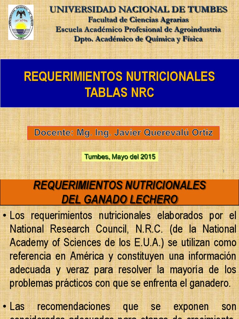 Tablas NRC | PDF | Nutrición | Dieta y nutrición