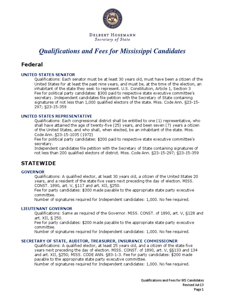 Candidate Qualifications | PDF | U.S. State | United States House Of ...