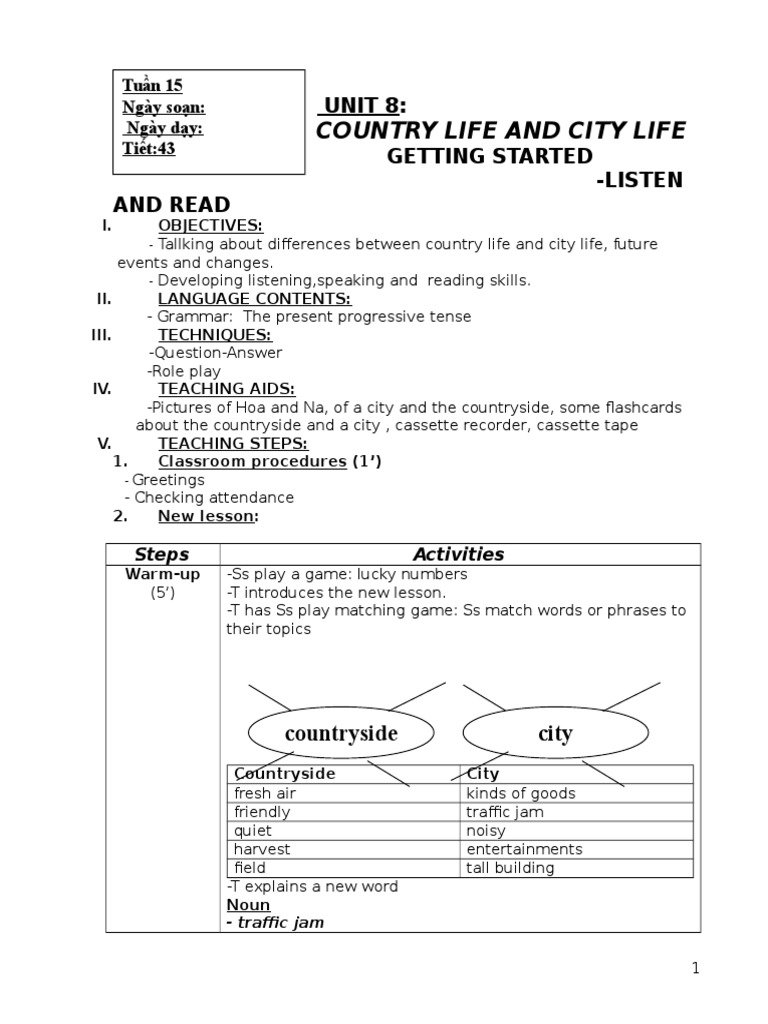 Country vs City Life: Lesson Plan | PDF | Syntax | Language Mechanics