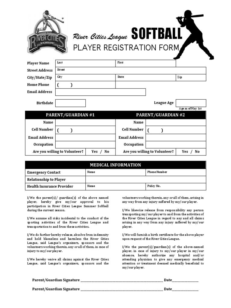 RCL Softball Registration Form | PDF | Health Care | Service Industries