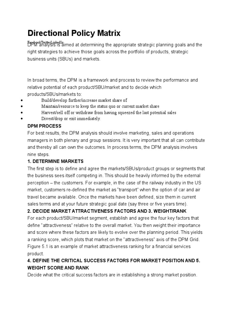 Directional Policy Matrix | Market Segmentation | Market (Economics)
