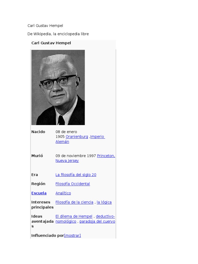 Carl Gustav Hempel: Una biografía del filósofo empirista lógico alemán ...