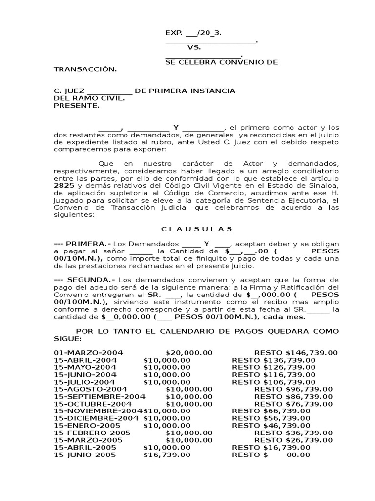 Convenio de Transacción | PDF | Pagos | Gobierno