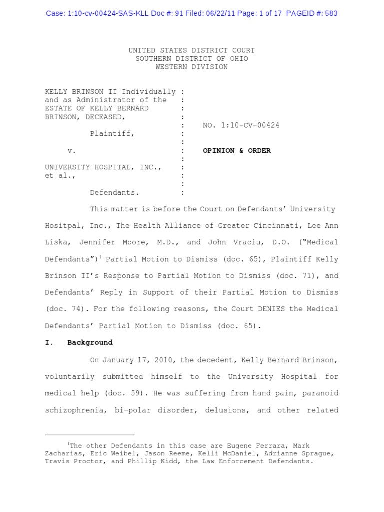 Court Docs Detail Kelly Brinson's Death | PDF | Pleading | Federal ...