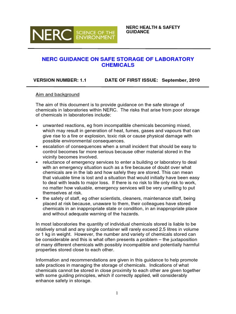 Guidance Chemical Storage | PDF | Chlorine | Acetic Acid