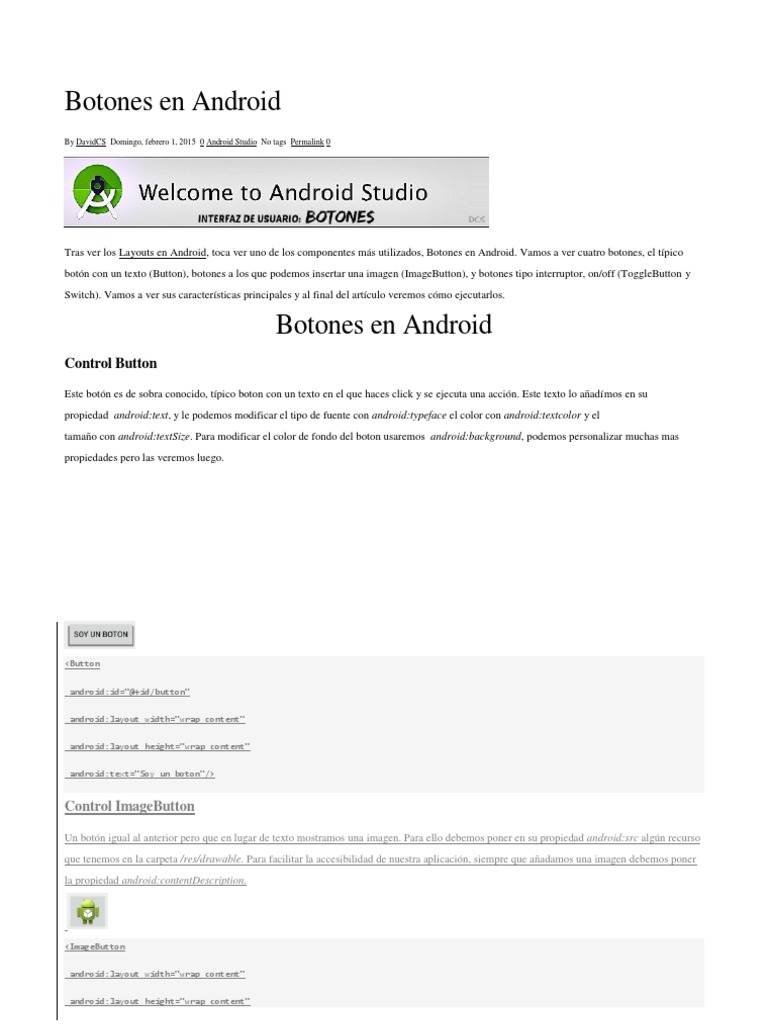 Botones en Android | PDF | Android (sistema operativo) | Áreas de ...