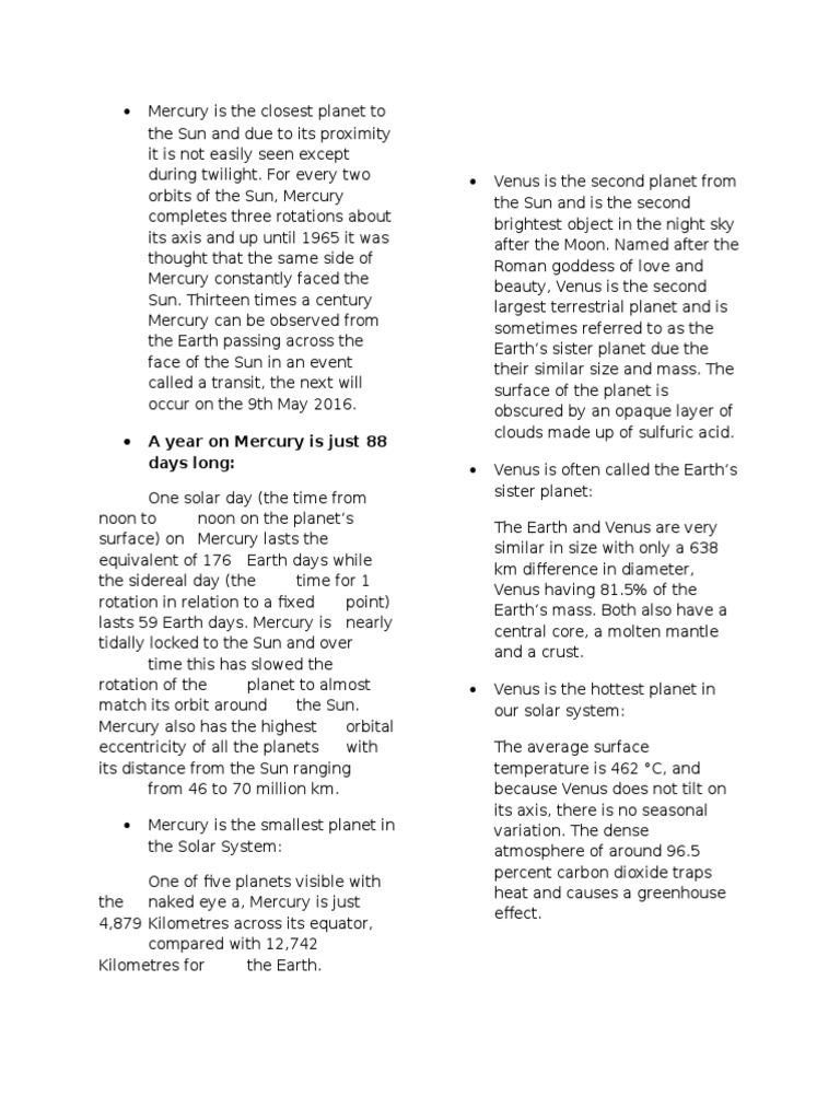 A Year On Mercury Is Just 88 Days Long | PDF | Mercury (Planet) | Planets