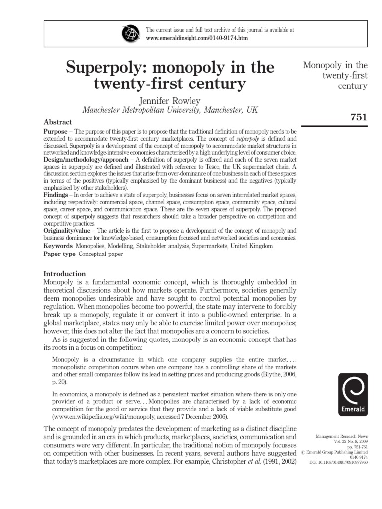 Superpoly: Redefining Monopoly Today | PDF | Tesco | Corporate Social ...