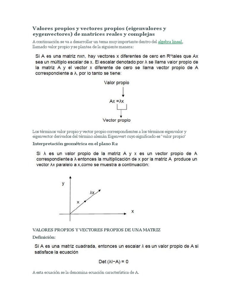 Valores y Vectores Propios | PDF | Valores propios y vectores propios | Matriz (Matemáticas)