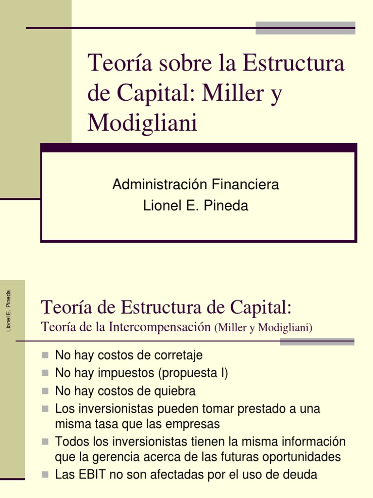 Estructura de Capital (Miller & Modigliani) | Capital (economía) | Interés