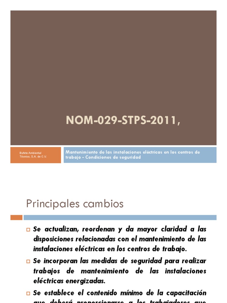 Nom 029 STPS 2011 | PDF | Cableado eléctrico | Ingenieria Eléctrica