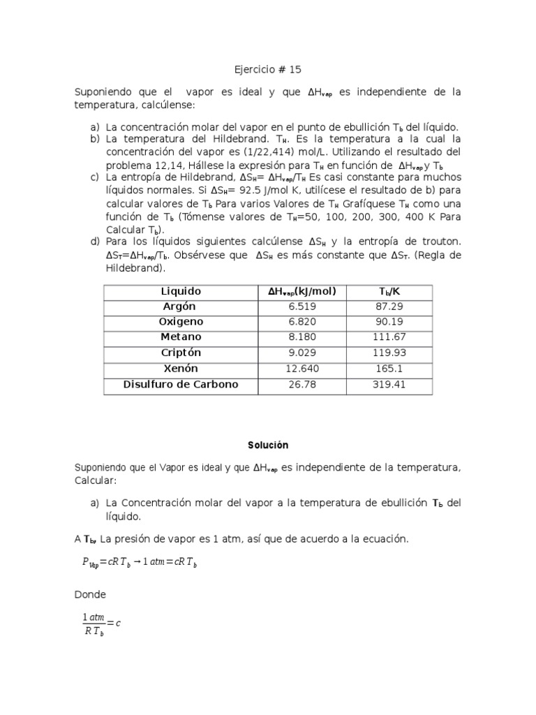 Ejercicio 15 Fisicoquimica Resuelto | PDF | Química Física | Ciencias fisicas