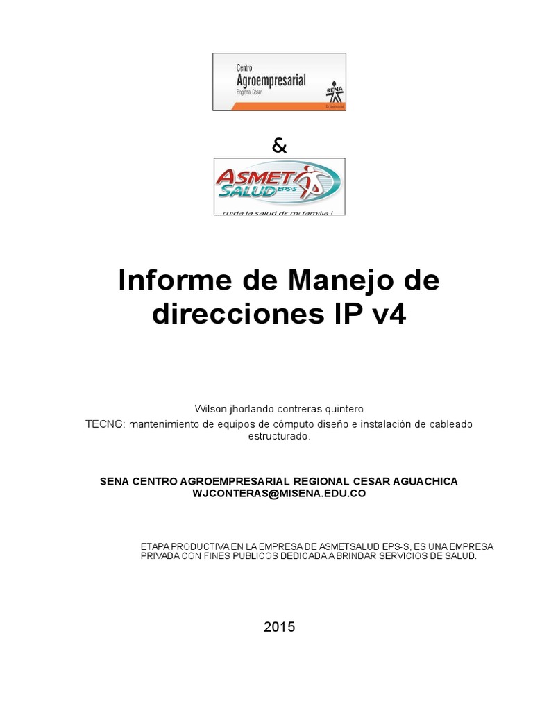 Informe - Manejo de Direcciones IP | PDF | Dirección IP | Protocolos de internet
