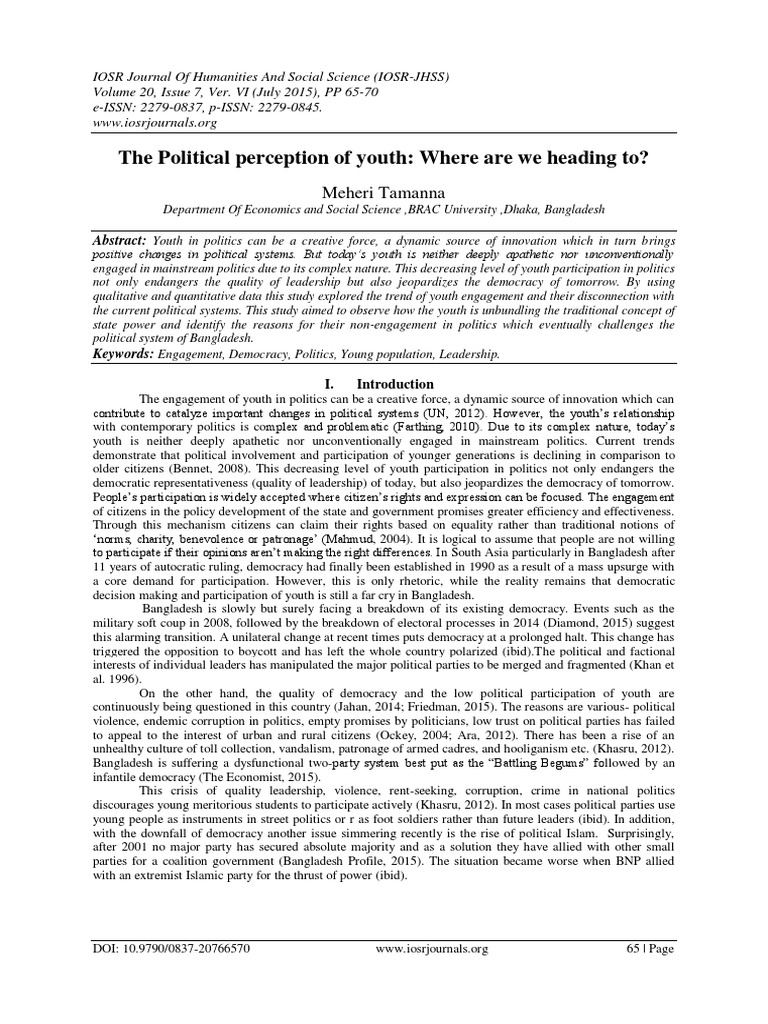 The Political Perception of Youth: Where Are We Heading To? | PDF ...