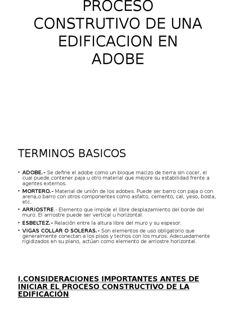Proceso Constructivo de Edificaciones en Adobe | PDF | Falla (geología) | Materiales de construcción