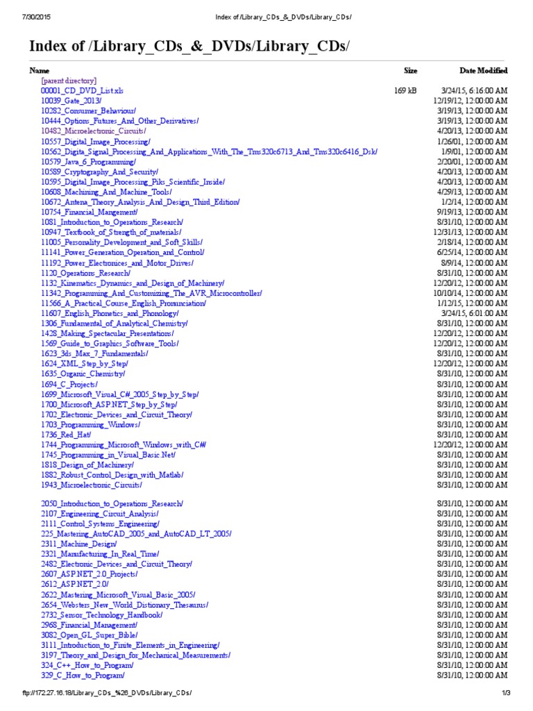 Library CDs and DVDs Index List | PDF | Computer Data | Computing