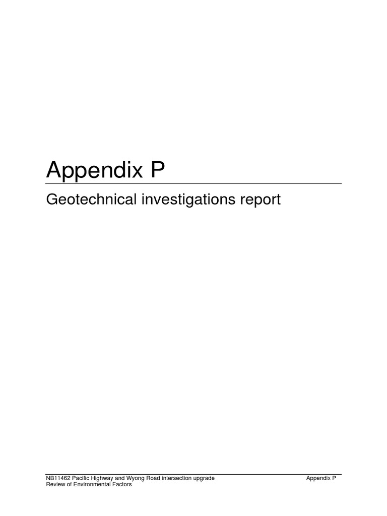 Wyong Road Enviro Factors Appendix P | PDF | Geotechnical Engineering | Borehole