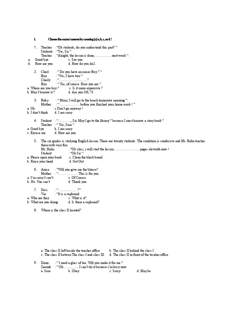 Choose The Correct Answer by Crossing | PDF