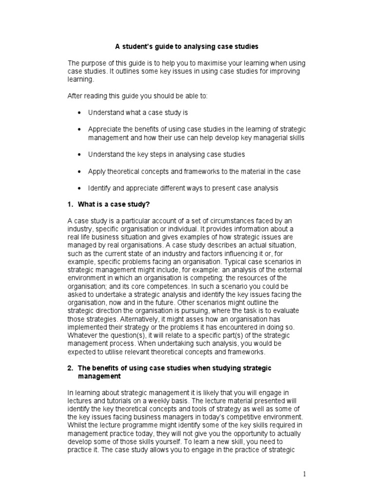 A Guide to Maximizing Learning Through Case Study Analysis | PDF | Case ...