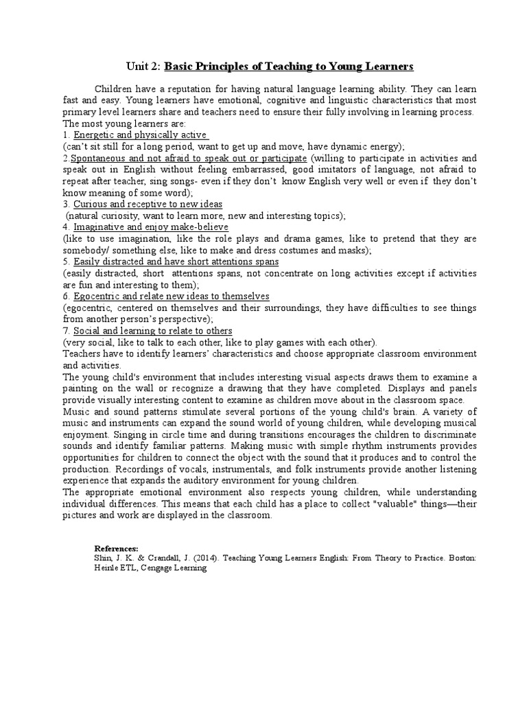Unit 2. Basic Principles of Teaching To Young Learners | PDF ...