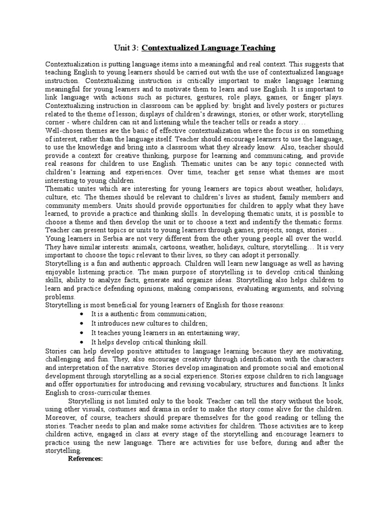 Unit 3. Contextualized Language Teaching | PDF | Storytelling ...