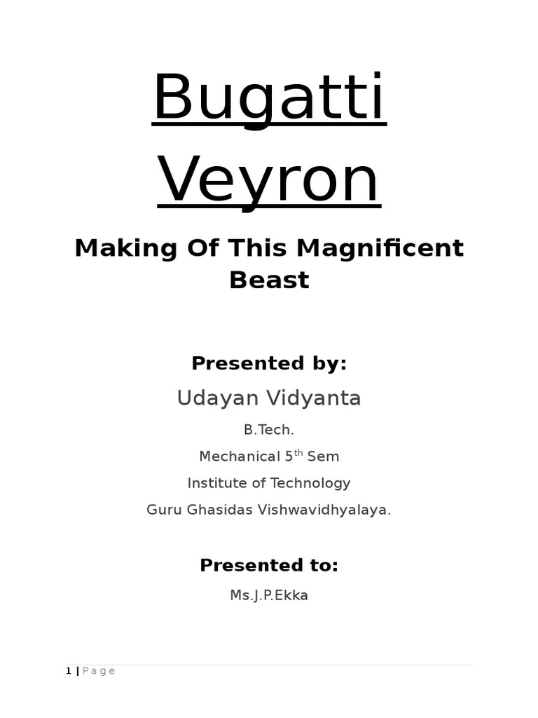 Presentation On Bugatti Veyron | PDF | Fuel Economy In Automobiles ...