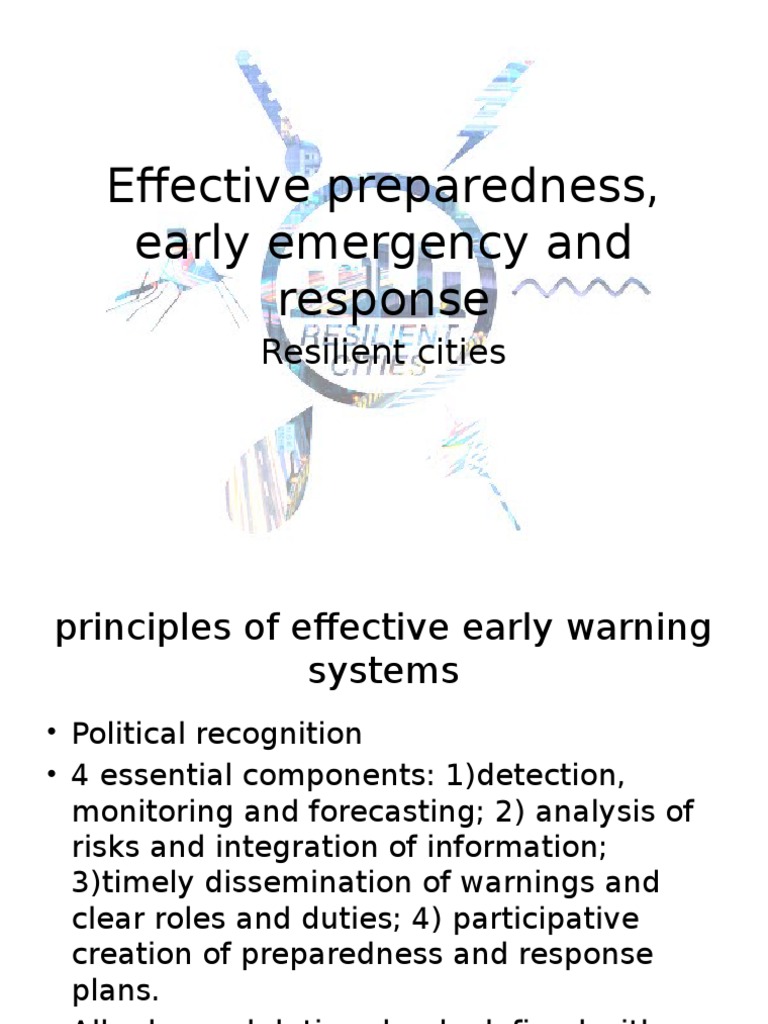 Effective Preparedness, Early Emergency and Response | PDF | Disaster ...