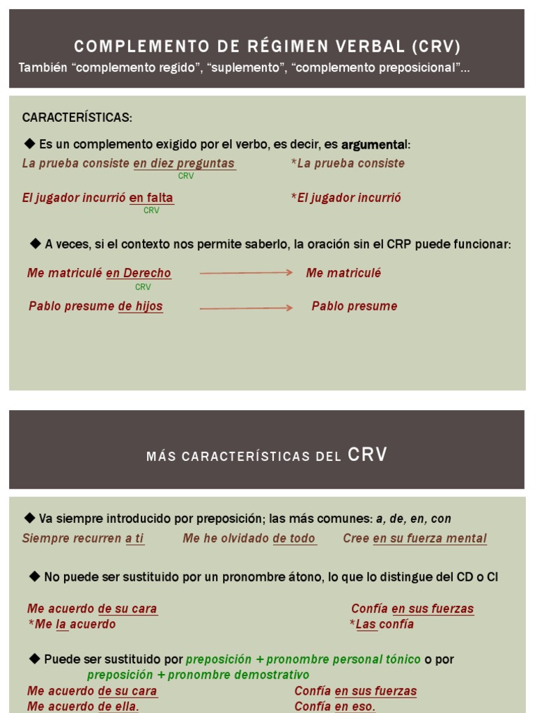 El Complemento de Régimen | PDF | Verbo | Lingüística