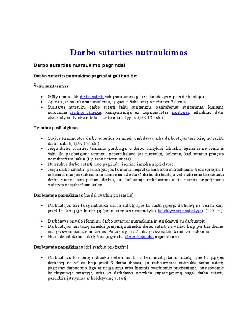 Darbo Sutarties Nutraukimas | PDF