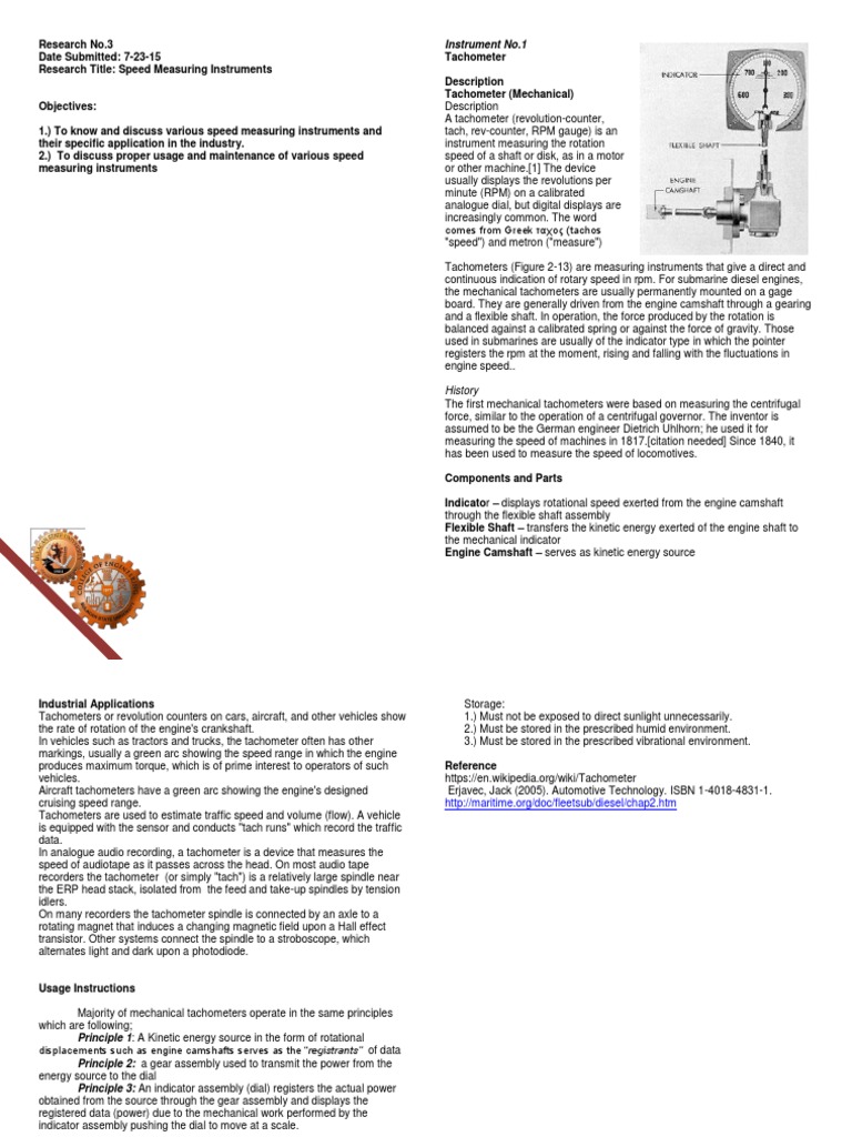 Speed Measuring Instruments | PDF | Mechanical Engineering | Machines