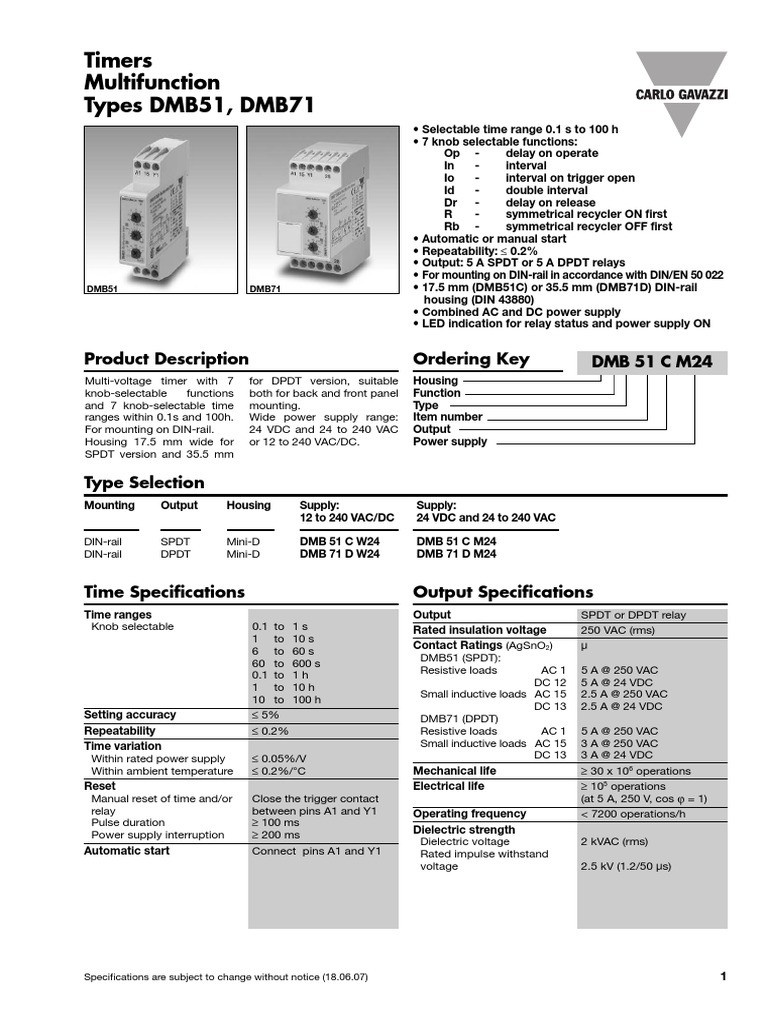Multi-function timer with 7 selectable functions and time ranges | PDF ...