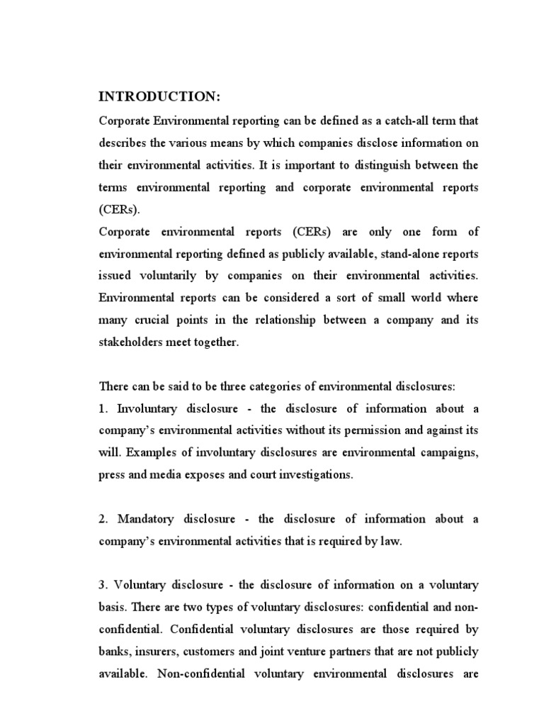 Corporate Environmental Reporting Overview | PDF | Environmental Policy ...