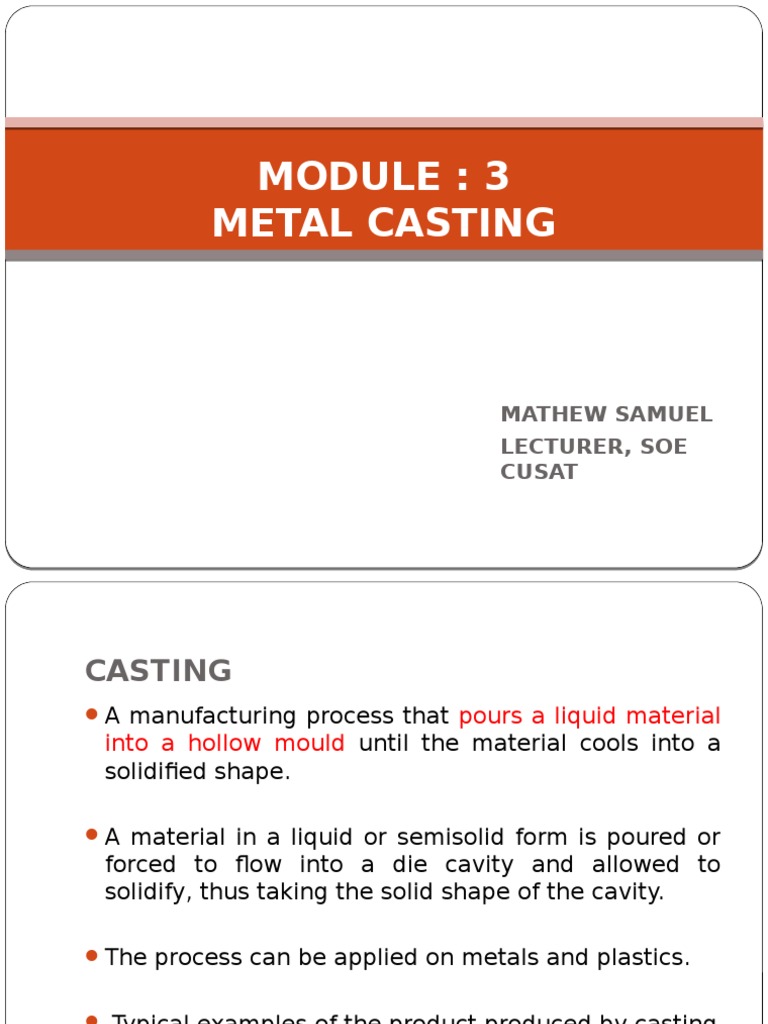 One-Piece Metal Casting Process Overview | PDF | Casting (Metalworking ...