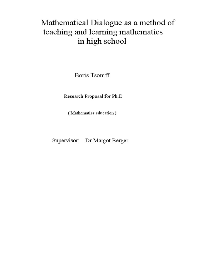 Boris Tsoniff Mathematical Dialogue As A Method | PDF | Dialogue ...