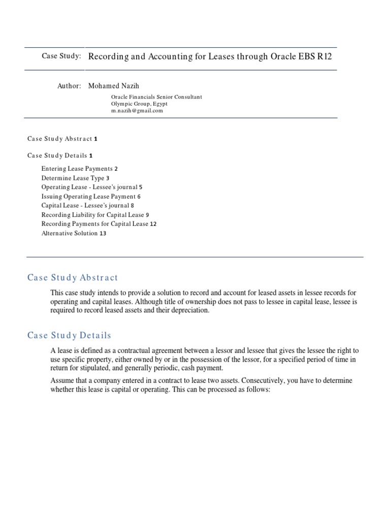 Recording and Accounting For Leases Through Oracle EBS R12 | PDF ...